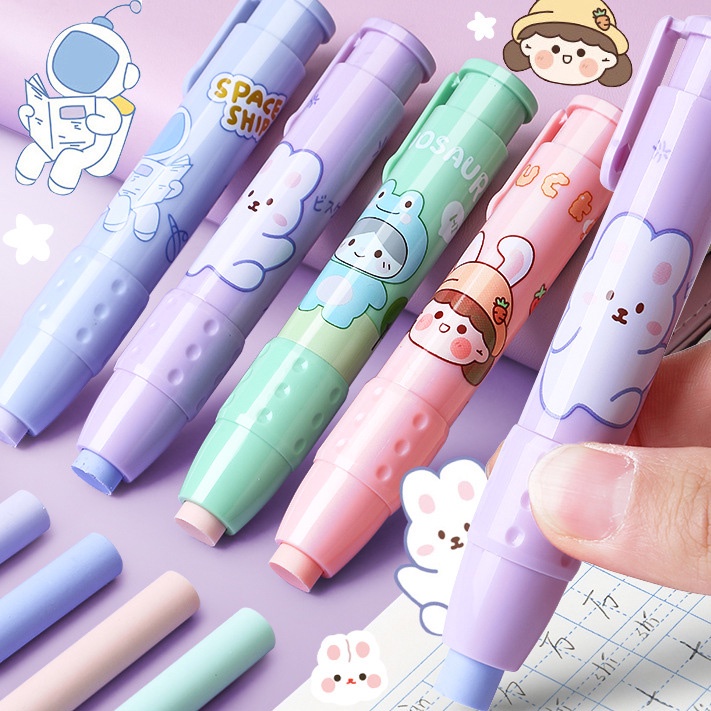 HGS Cartoon Cute Eraser Retractable Pressable Eraser kid Pen Type ...
