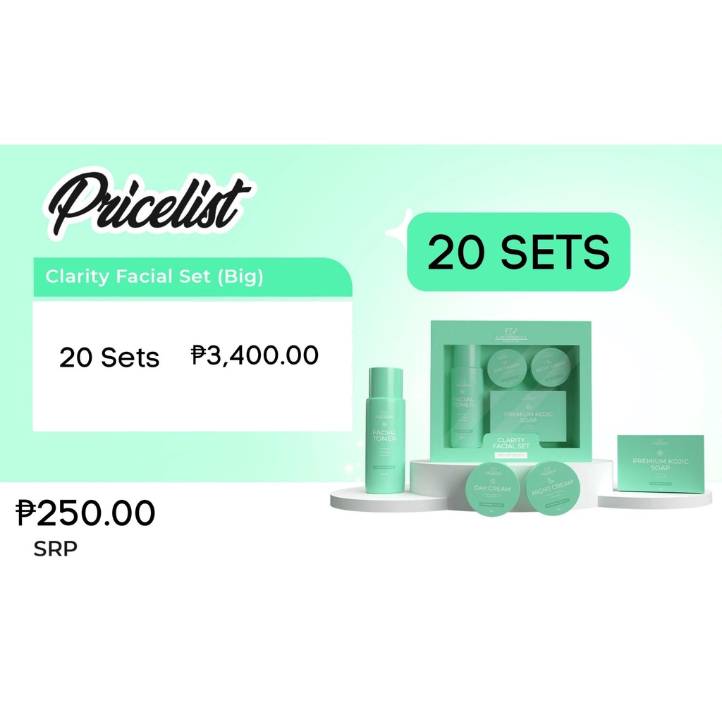 20 SETS OF CLARITY FACIAL SET - BIG - CLARITY ESSENTIALS | Shopee ...