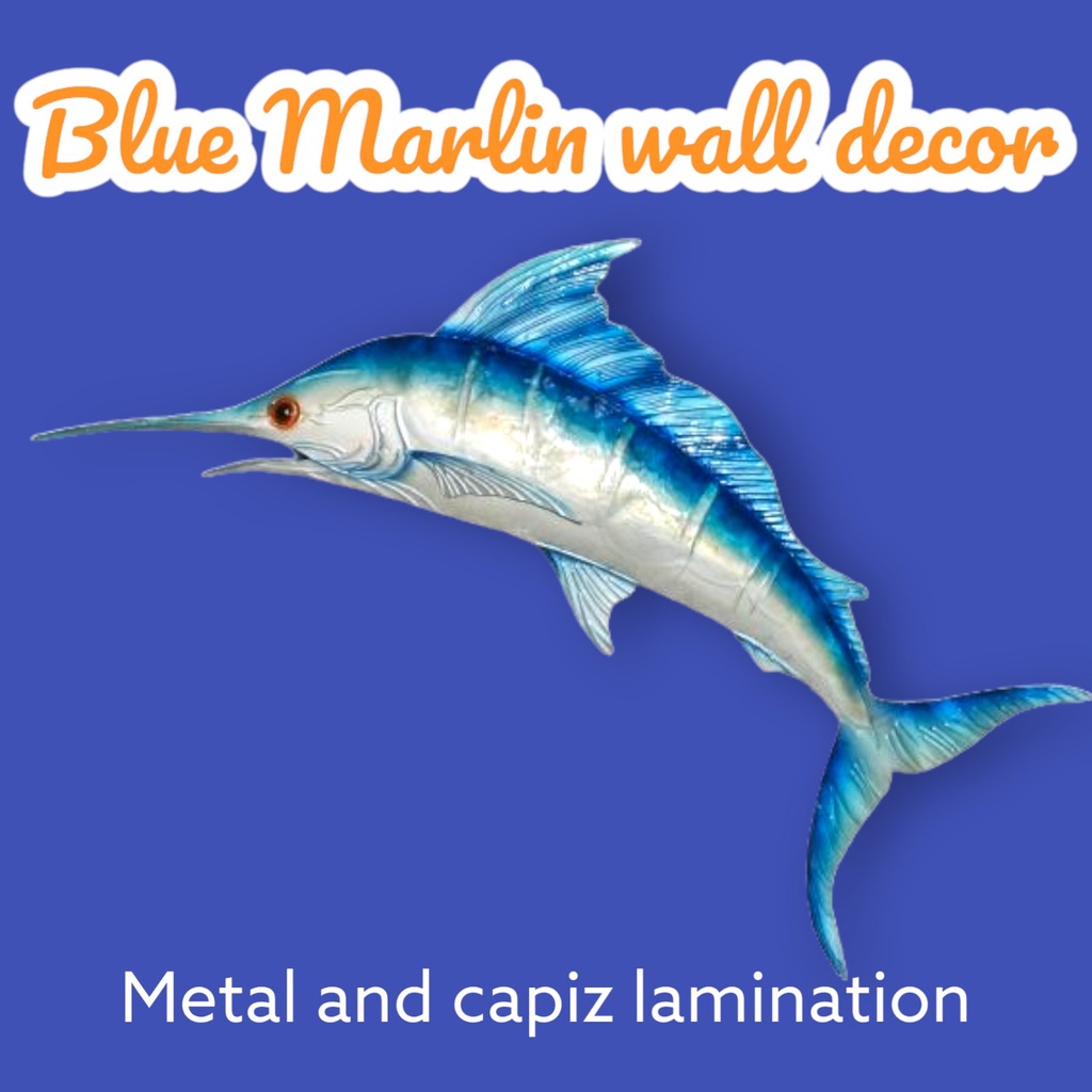Fish Wall Decor Blue Marlin Metal and Capiz | Shopee Philippines