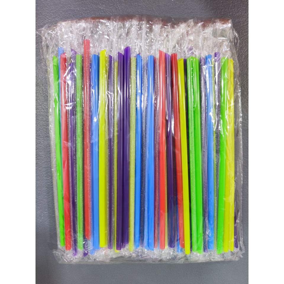 Colored Assorted Hard Straw Individually Wrapped 21cm Pointed 100pcs ...
