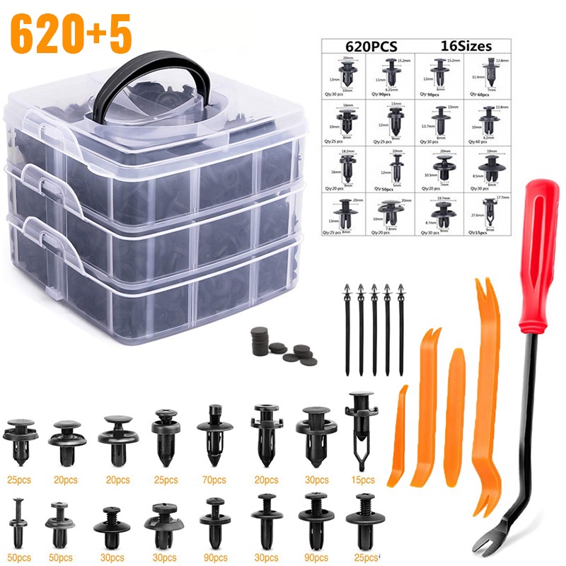 625Pcs Auto Fastener Clip Car Body Push Retainer Pin Rivet Bumper Door ...