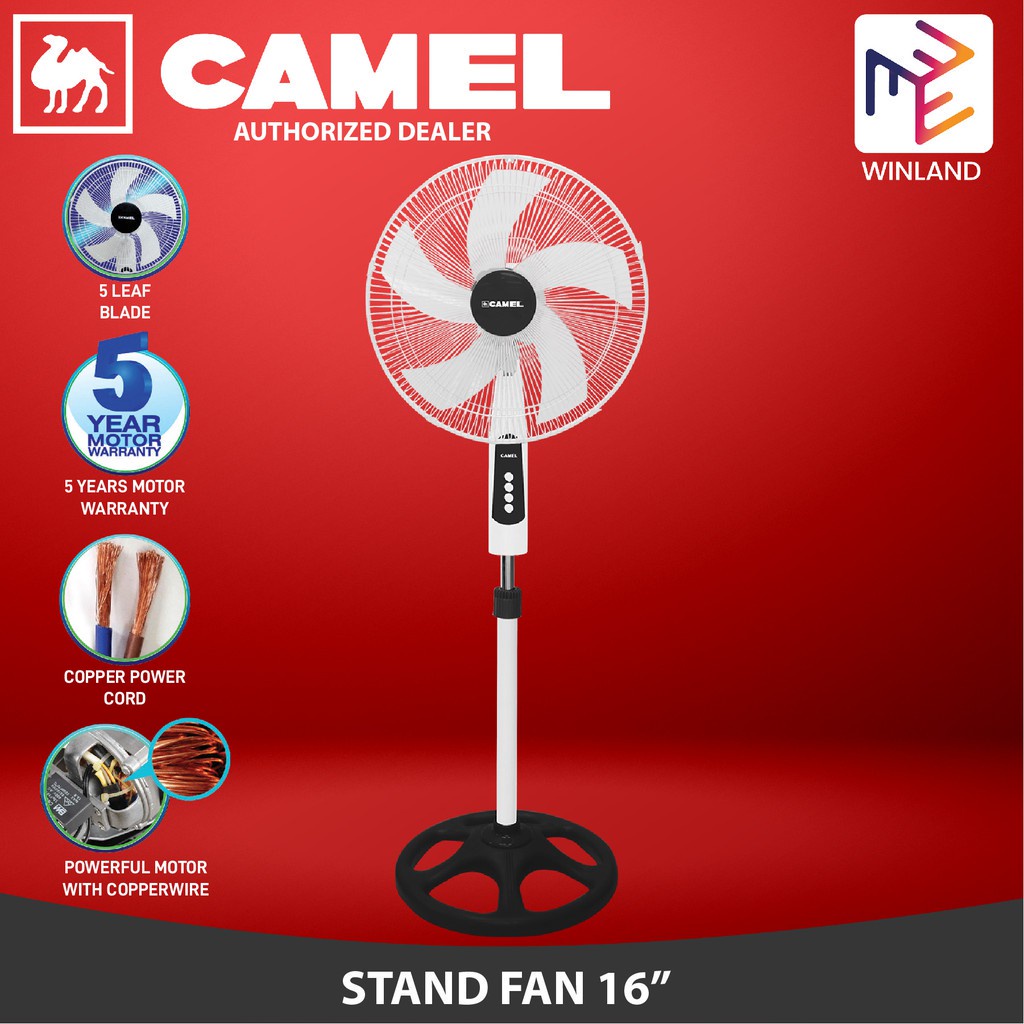 CAMEL by Winland 16inches 5-Leaf Blade Banana Blade Stand Fan CSF-1610C White | Shopee Philippines