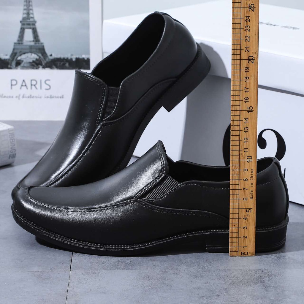 COD fashion men's black school shoes gentleman rubber work shoes ...