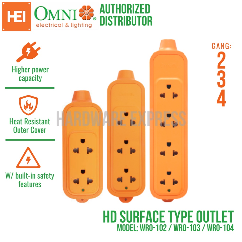 OMNI Heavy Duty Surface Type Extension Outlet (15A max) 2 / 3 / 4 Gang ...