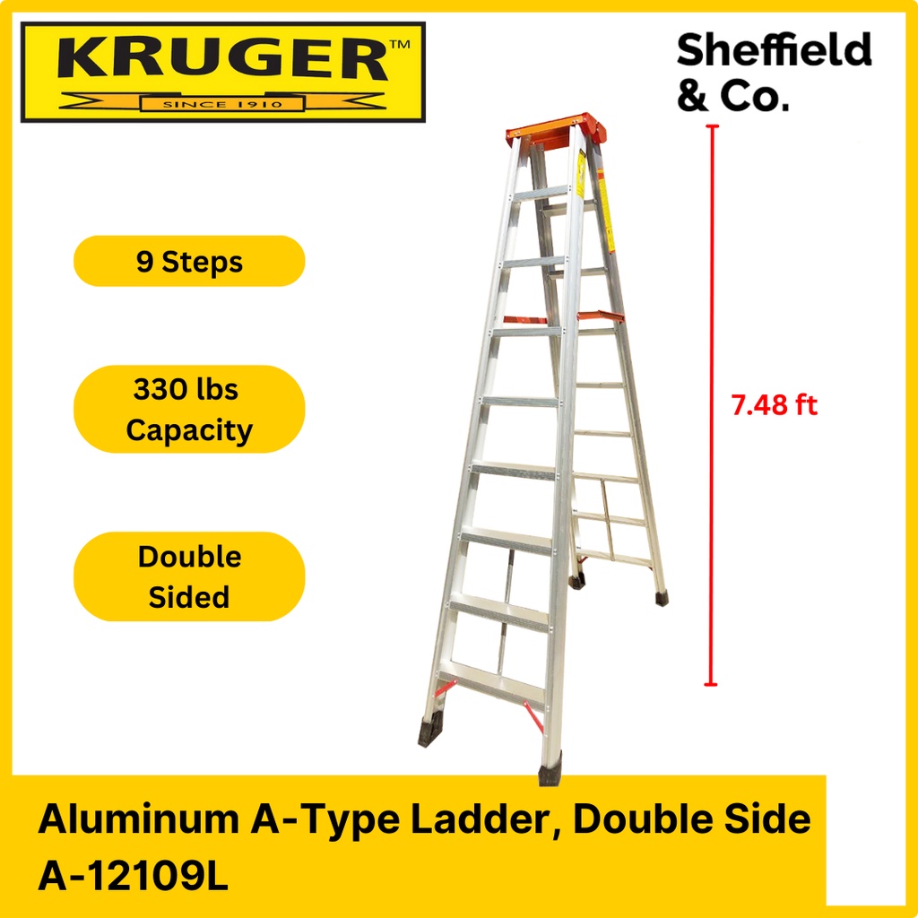Kruger A-Type Aluminum Ladder, A-12109L (2x9 Steps) | Shopee Philippines