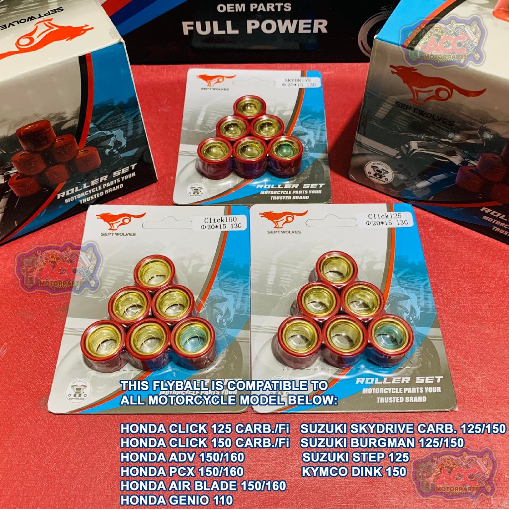 ACC Flyball Pulley Ball Roller Set 6pcs. Click, Skydrive, PCX, ADV ...