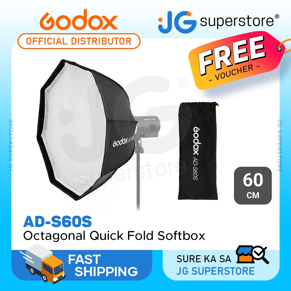 Godox AD-S60S 60cm Octagon Quick Fold Softbox with Grid and Mount for AD300Pro, A400Pro | Shopee ...