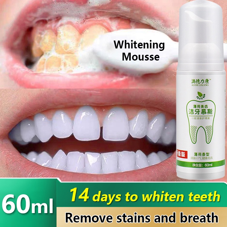 60ml Teeth Whitening Mousse Toothpaste Remove Plaque Oral Odor ...