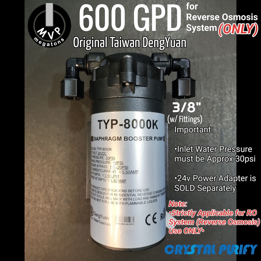 600gpd RO Diaphragm Booster Pump TYP-8000K Increase Reverse Osmosis ...