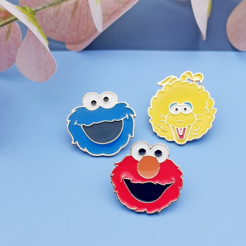 Cute Sesame Street Pin Badge Elmo Cookie Monster Enamel Pins Anime ...