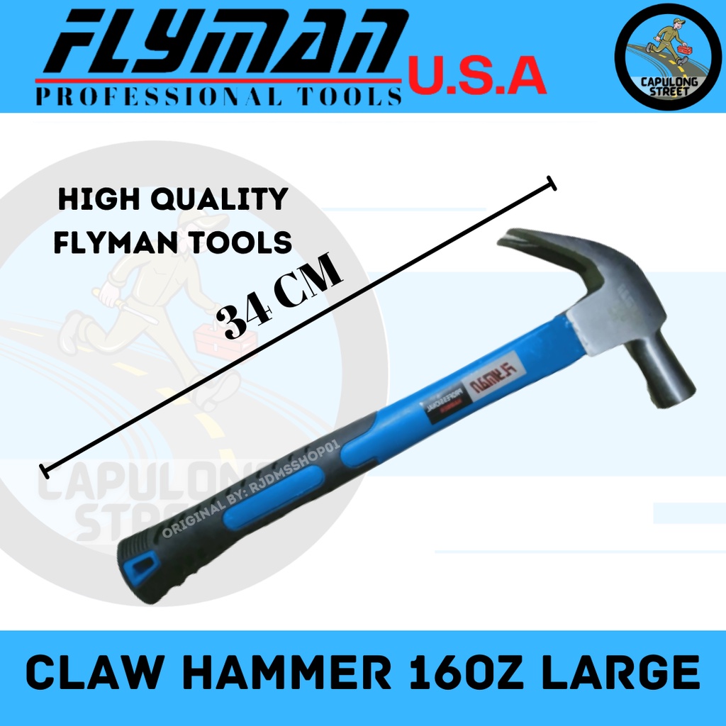 Capulong Street Flyman Claw Hammer 12.5" Big Martilyo Rubber Handle ...