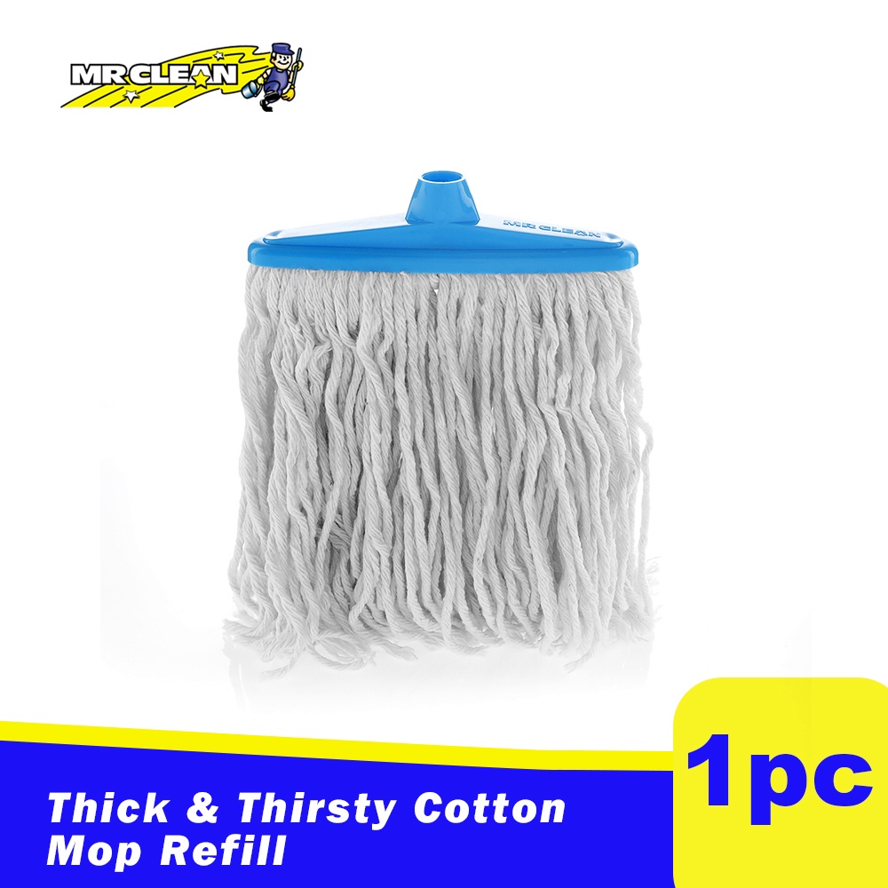 MR CLEAN Thick and Thirsty Refill Mop Head 100% Cotton Twisted Strands ...