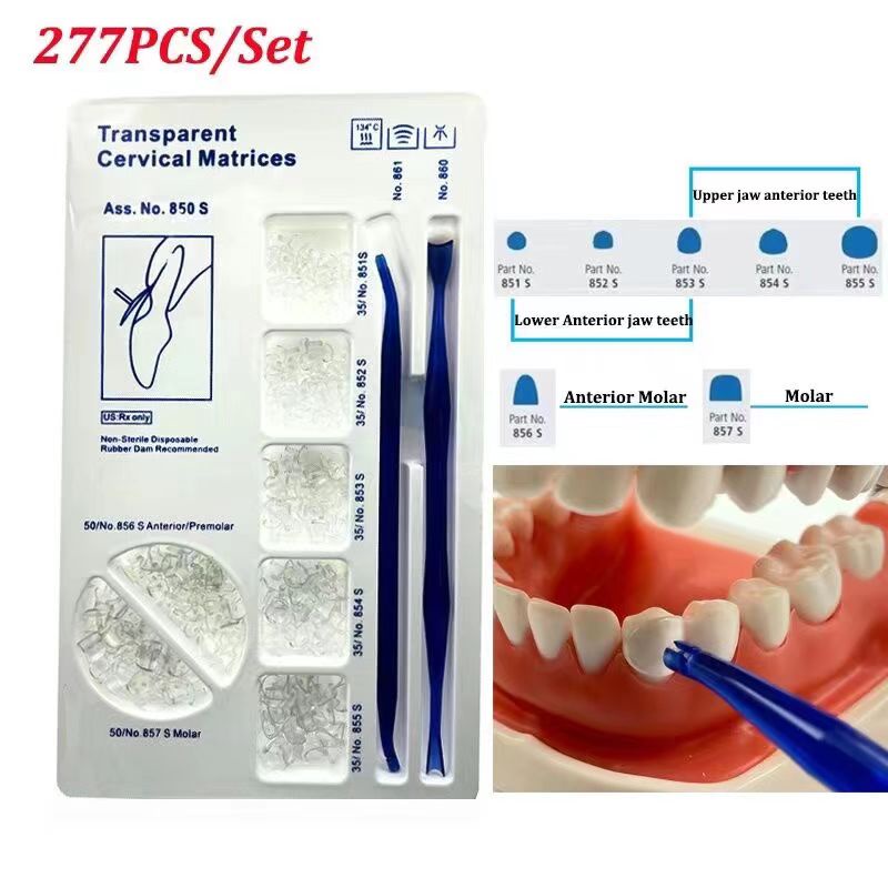 277PCS/Set Matrix Dental Sectional Contoured Matrices Matrix Bands For ...