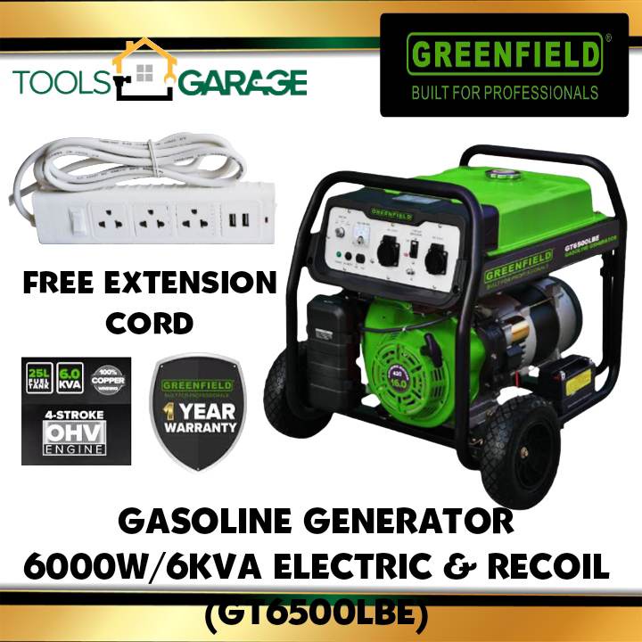 GREENFIELD 6000W/6KVA Gasoline Generator (GT6500LBE) With Free ...