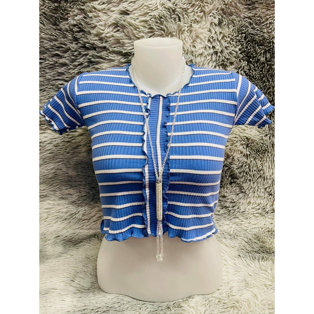 Striped Design Crop Top New (xs to med) | Shopee Philippines
