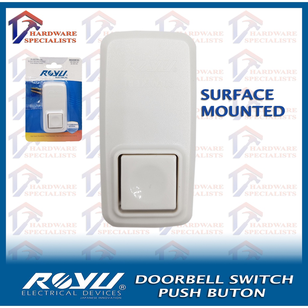 Royu Doorbell Switch Push Button Surface Mounted REDSW103 | Shopee ...