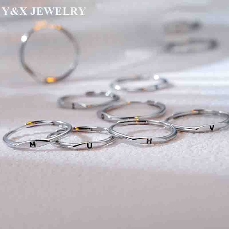 【Y&X】925 Silver Initial 26 Letters Rings A-Z Rings Opening Ring For ...