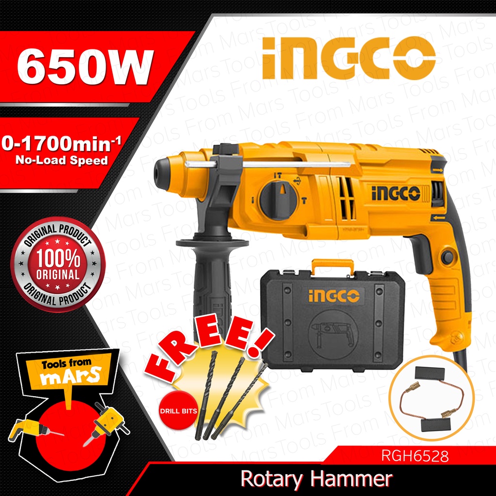 INGCO Industrial Rotary Hammer Drill Heavy Duty 650W RGH6528 •TFM ...