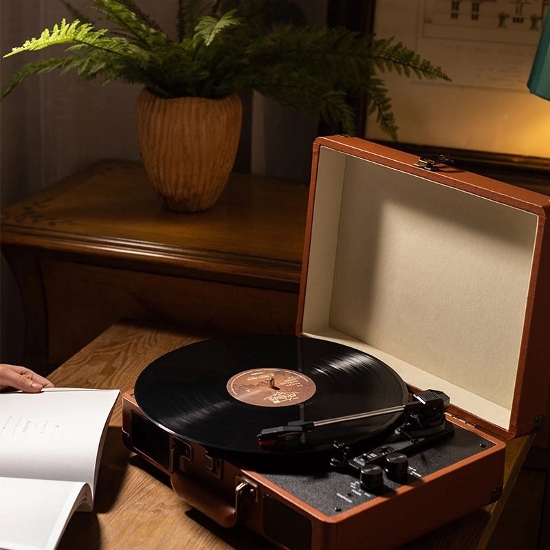 【Ready stock】Stereo Bluetooth phonograph turntable retro recorder trunk ...
