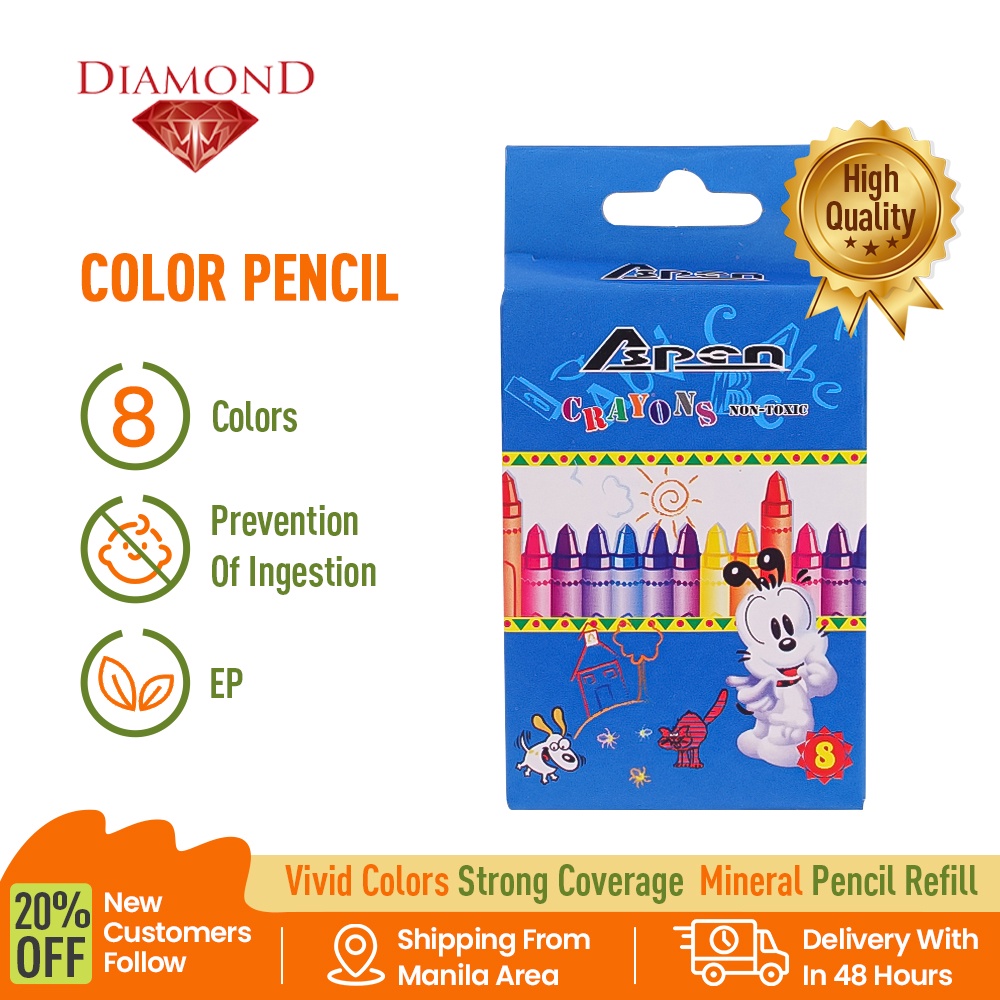 ASPEN CRAYON 8Pcs Kids Art Coloring Set Crayons Oil Pastels Color ...