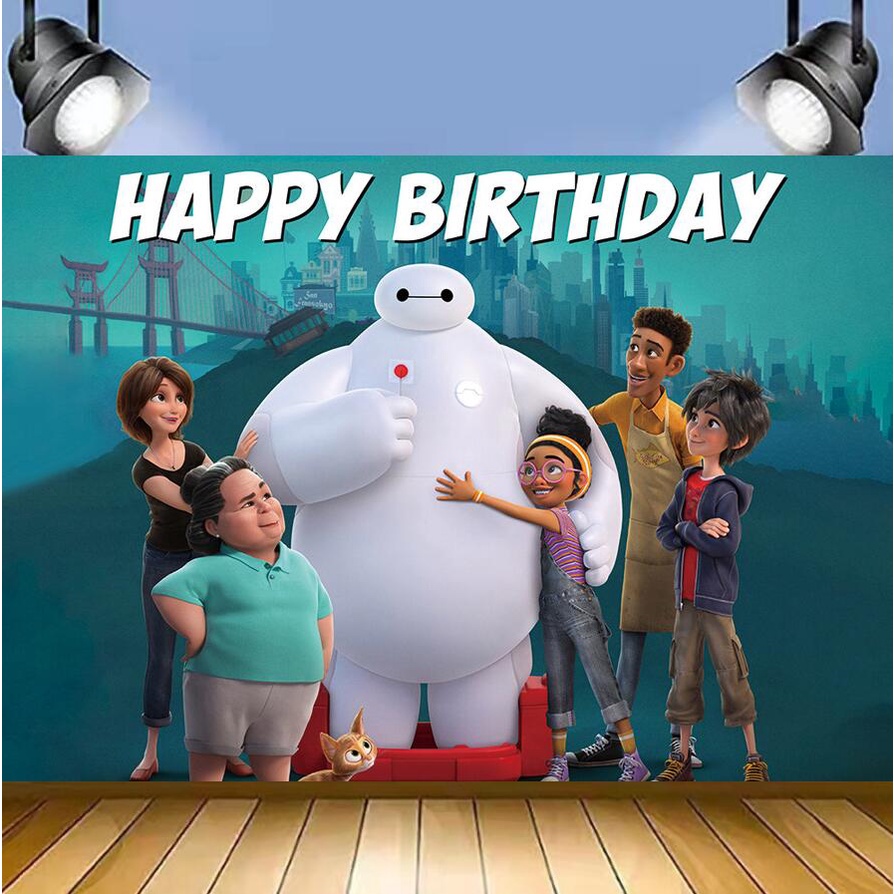 Baymax Happy Birthday Photography Backdrop Baymax Birthday Theme Party ...