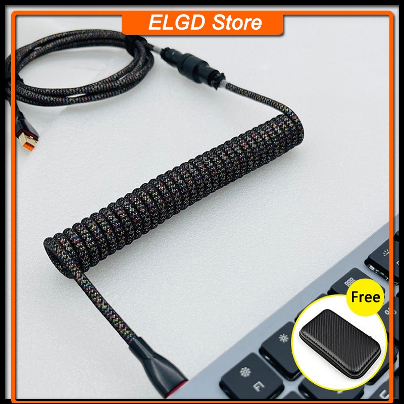 Type C Coiled Cable Wire Mechanical Keyboard GH60 USB Cable Type-C to ...