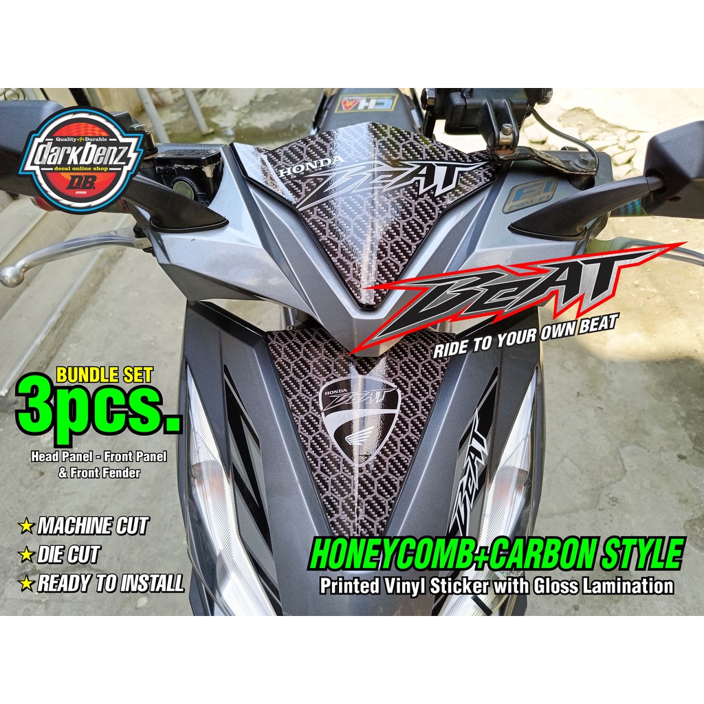 Honda BeAT Fi V2 - New Honeycomb+Carbon Style Concept Sticker Decal ...