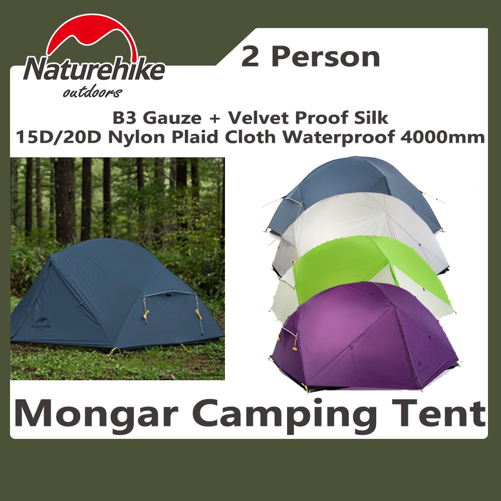 Naturehike Mongar Camping Tent 2 Person 20D Nylon Tents Ultralight ...