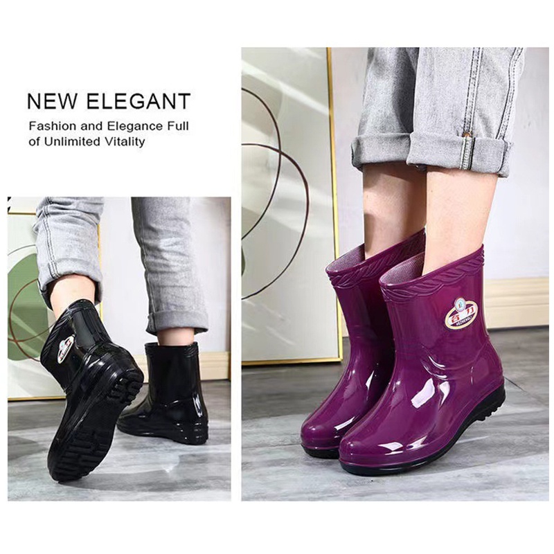 Rain Boots Bota Women's Trendy Fashion Water Shoes Waterproof Non-slip ...