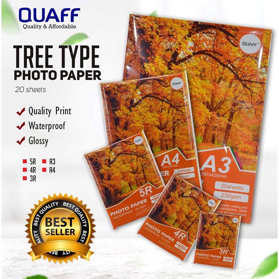 QUAFF Inkjet Glossy Photo Paper 3R - 4R - 3R - A4 Size 180gsm & 230gsm ...