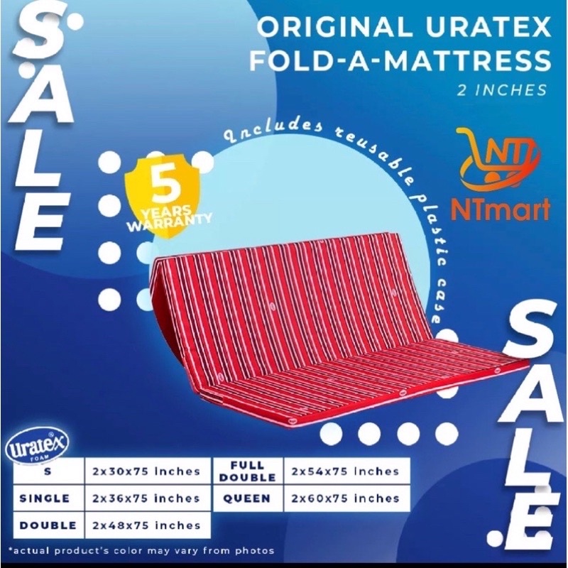 Uratex Fold-A-Mattress Trifold 2 inches thick 100% ORIGINAL All Size ...