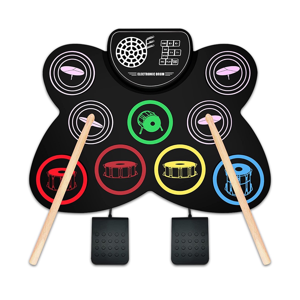 RIXTON Portable Electronic Drum Digital Roll-up Digital Drum Set ...