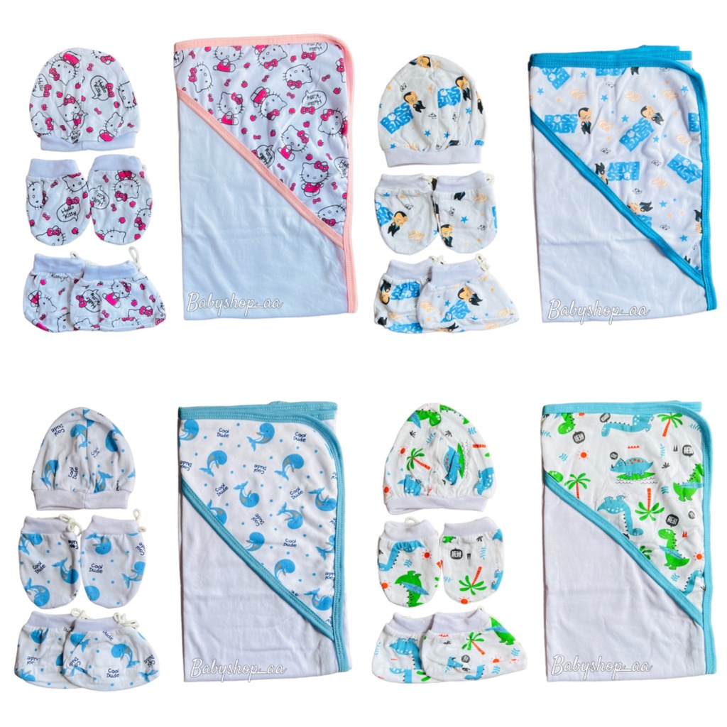 6in1 Baby Receiving Blanket Set With Bonnet,Mittens,Booties | All ...