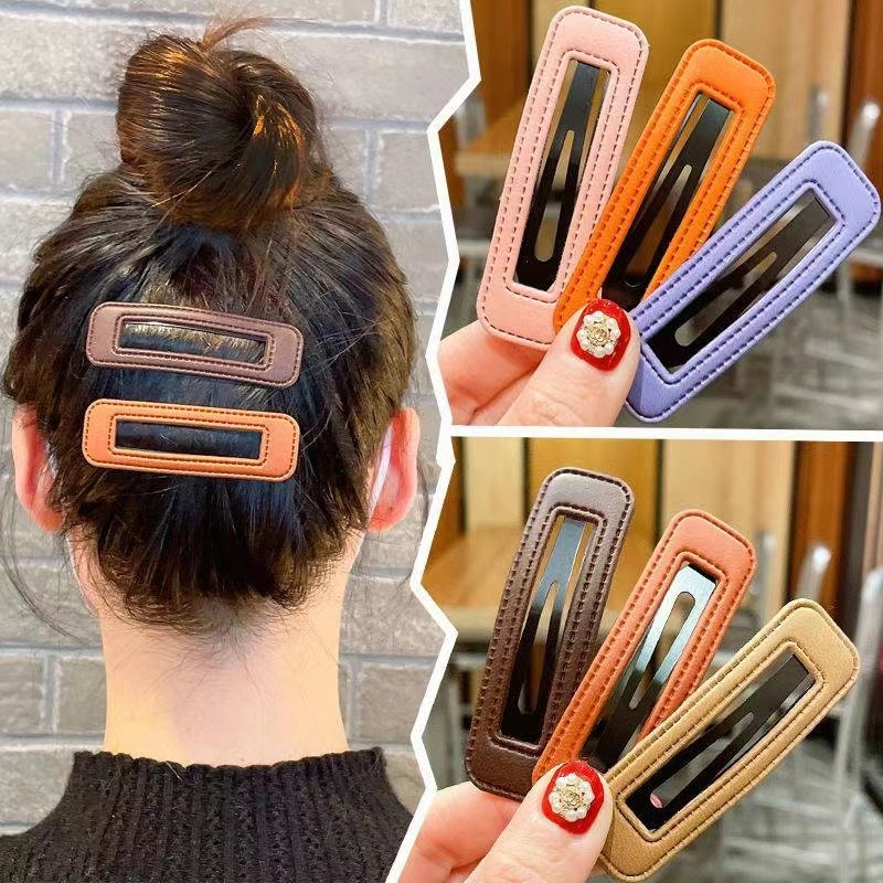 7CM Side Clip Candy Color Hair PU Hair Clip Hair Accessories | Shopee ...
