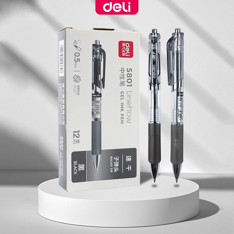 Deli 0.5mm Quick-dry Gel Pen Black Signature Ballpen Stutent Writing ...