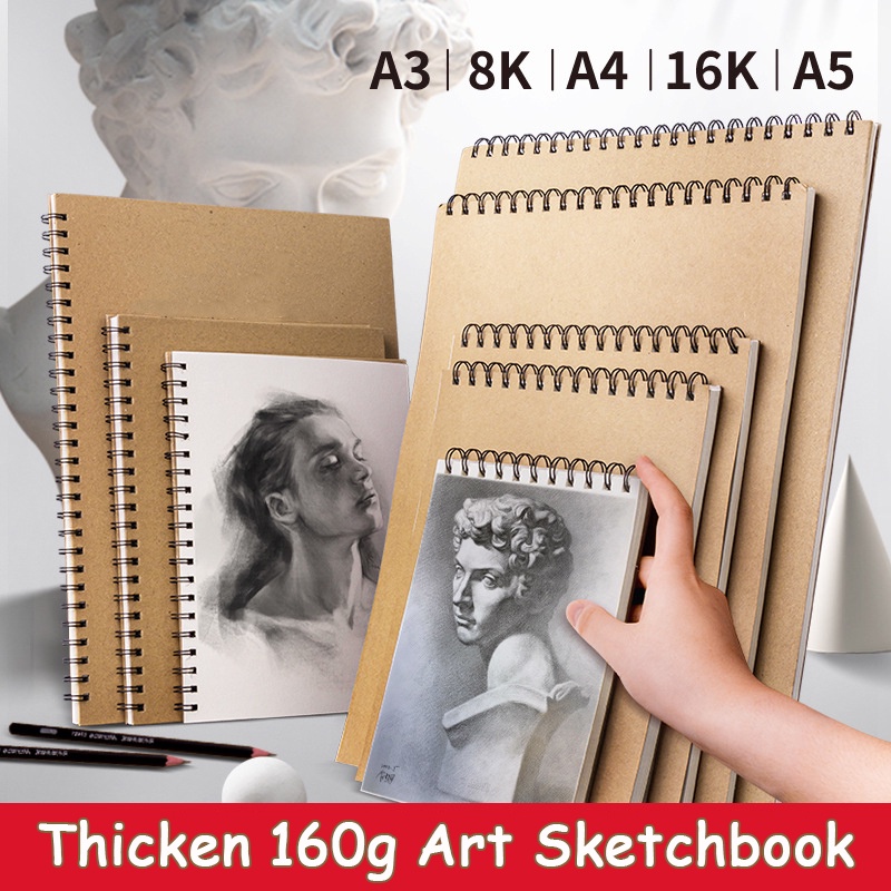 Loose leaf sketchbook vintage Thick paper 160 GSM Spiral notepad Art ...