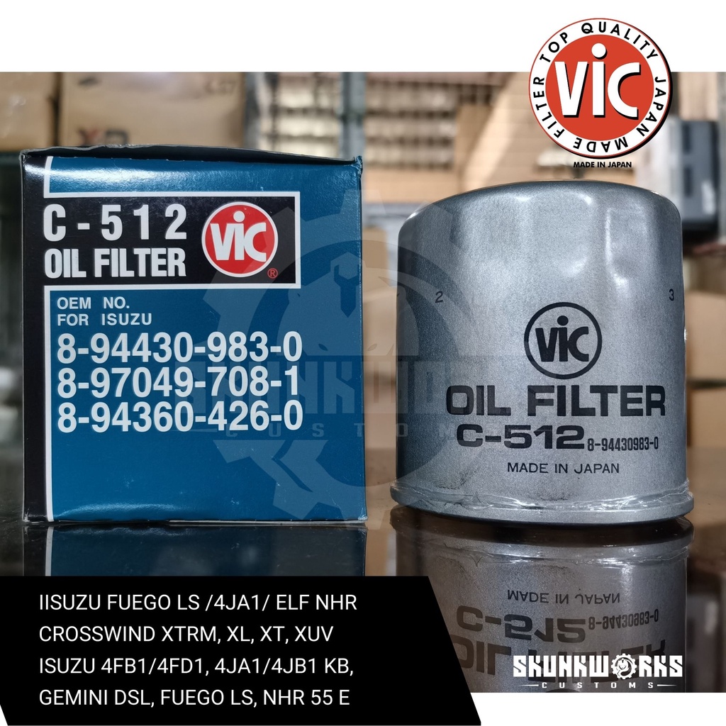 Vic Oil Filter C-512 (Isuzu/Crosswind/Fuego/Elf) | Shopee Philippines