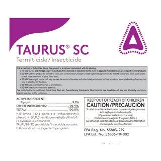 TAURUS SC FIPRONIL (SOIL POISONING TERMITICIDE, PRE & POST TERMITE ...