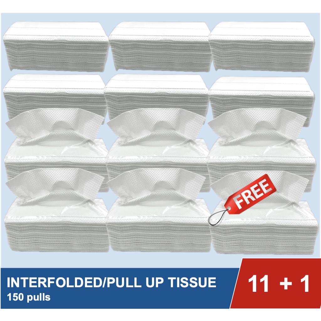 11 + 1 FREE Interfolded Facial Tissue 150 pulls [Paper Towel / Pull up ...