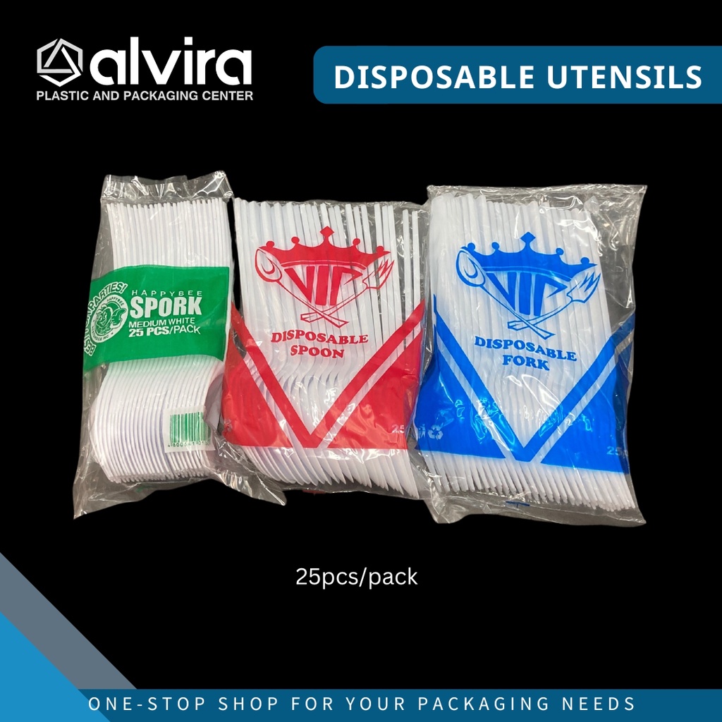25pcs Disposable Plastic Spoon, Fork and Spork Cutlery | Shopee Philippines