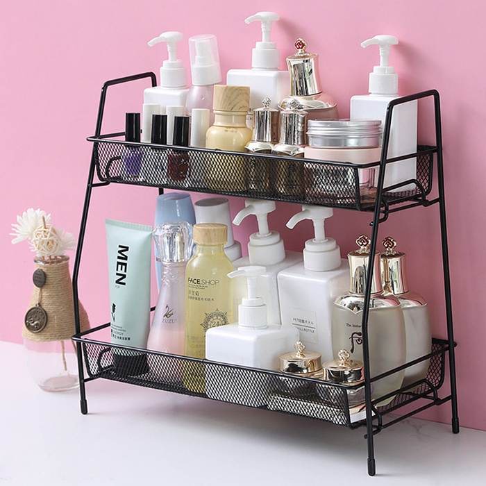 Desktop Double Layer Storage Rack Detachable Iron Kitchen Desk Table ...