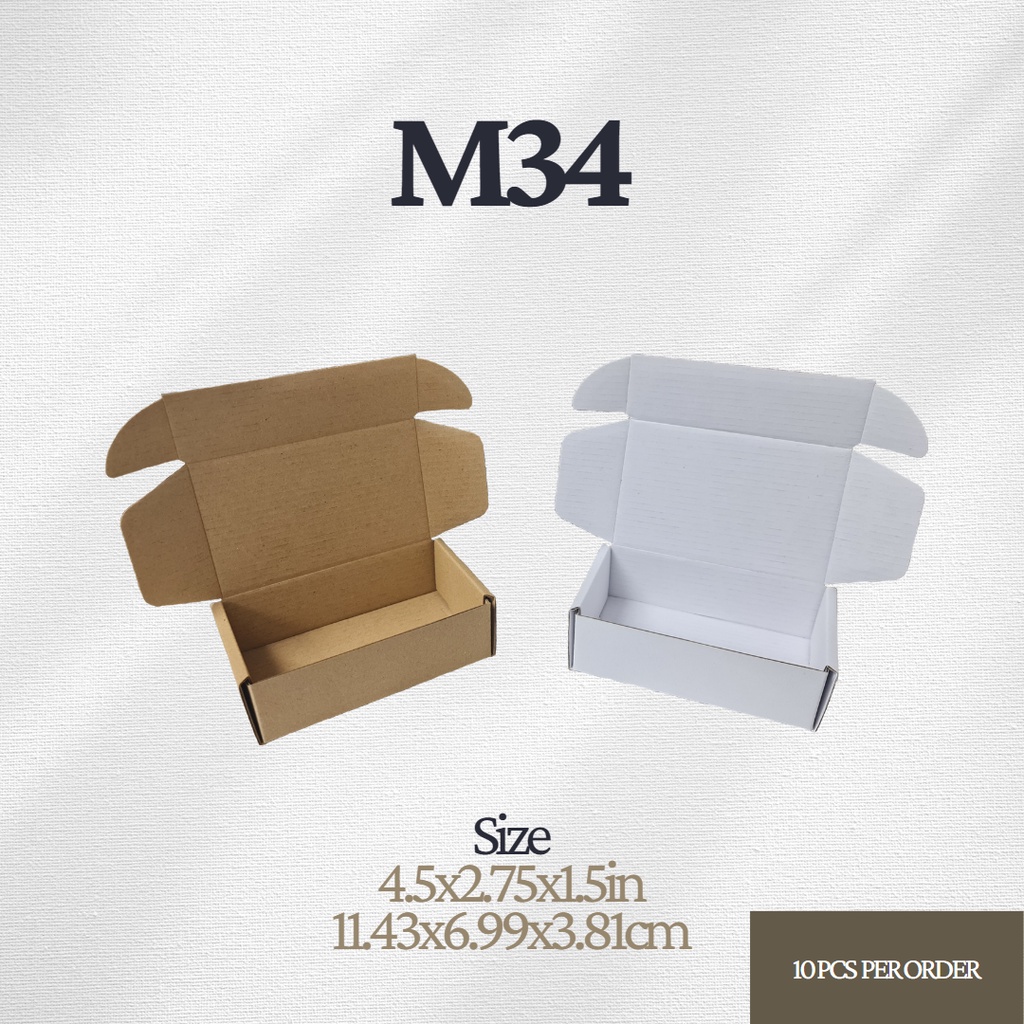 M34 4.5x2.75x1.5inches/Mailer Box/Brown&White/10pcs per pack | Shopee ...