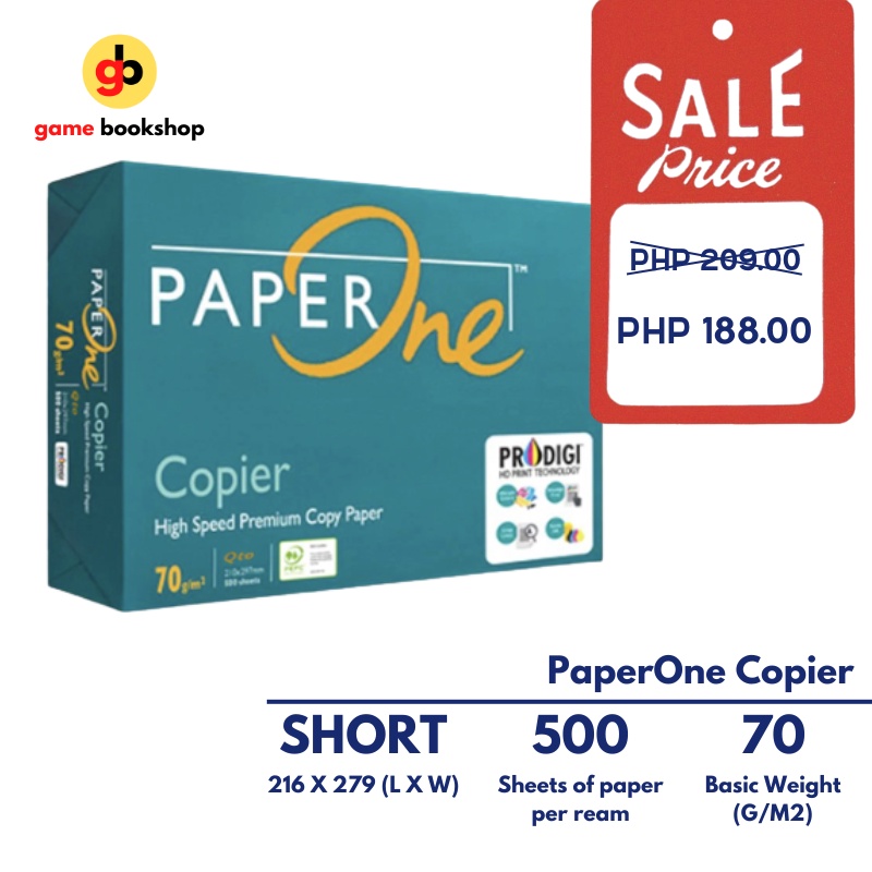 PAPERONE QTO (Short) 70GSM Copier Paper | Shopee Philippines