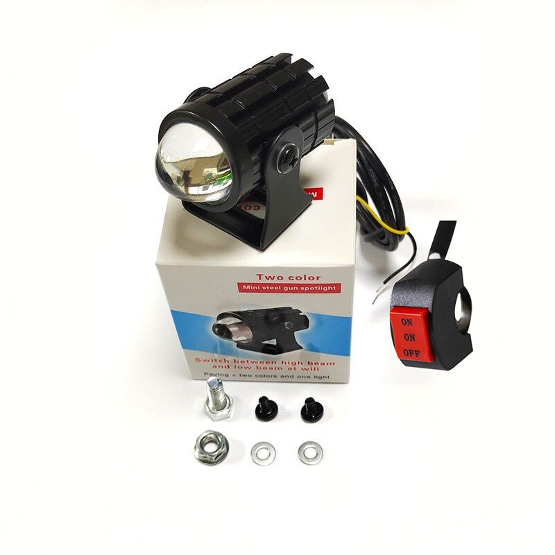 2PCS Color Mini Motorcycle Driving Lights White+Yellow Pair with ...