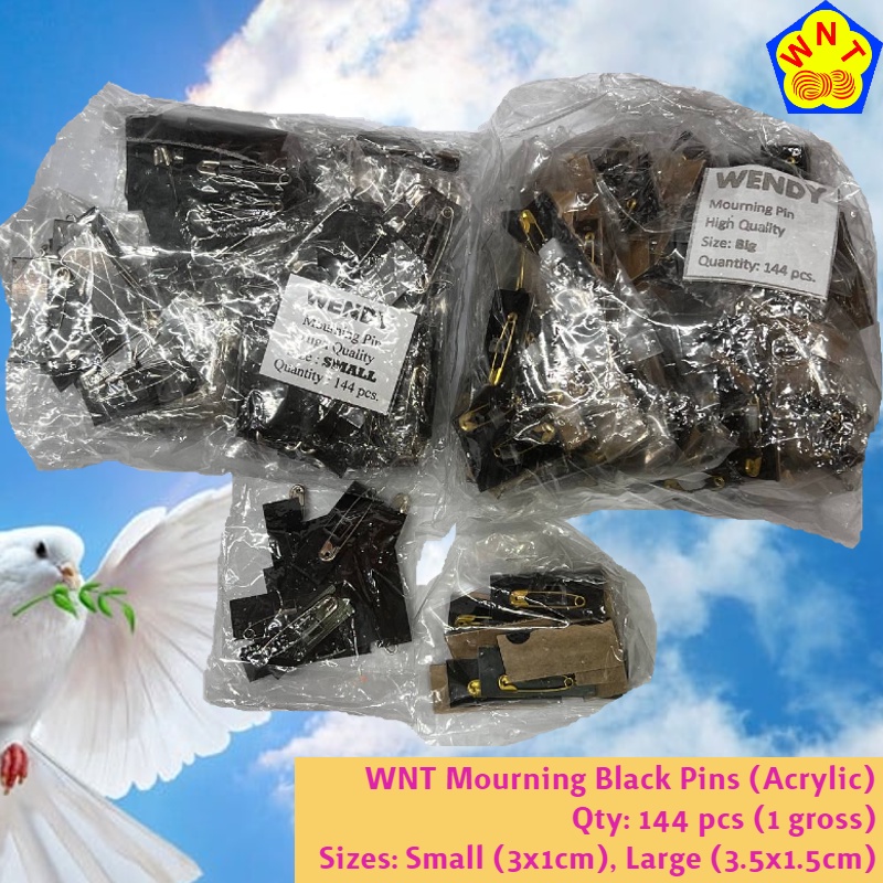 Mourning Pin Badge 144 pcs 1 gross Small Big Black Acrylic Funeral ...