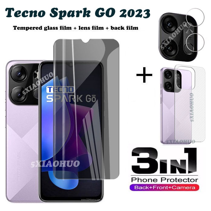 Tecno Spark GO 2023 Anti-Spy Privacy Tempered Glass Tecno Spark GO 2023 Ceramic film Back film ...