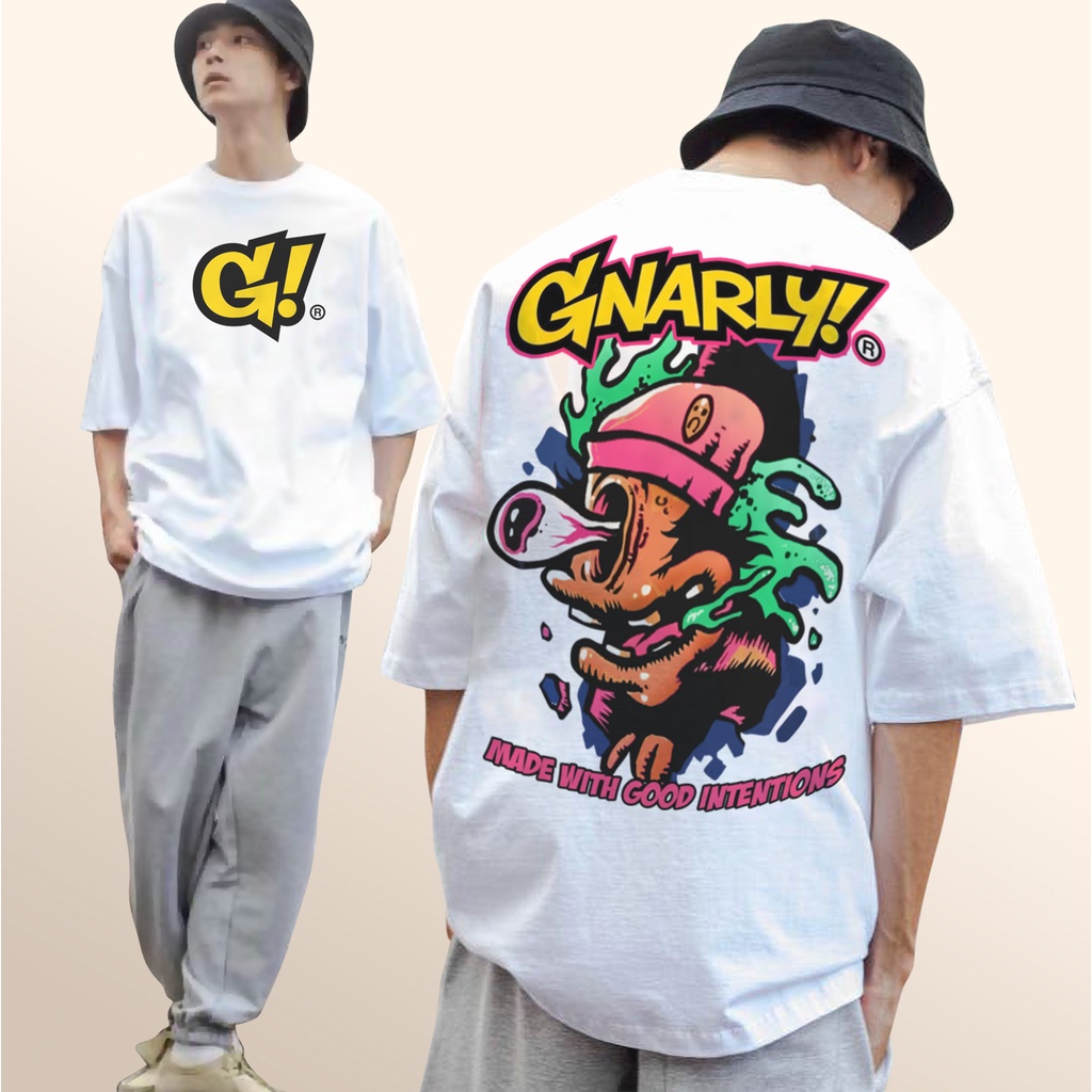 Street style Local clothing Brand Gnarly White oversized T shirt for ...