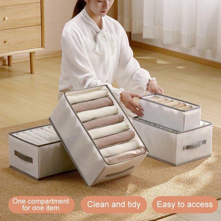 Pants Organizer Clothes Storage Box Organizer 8 Grids Foldable Drawer ...