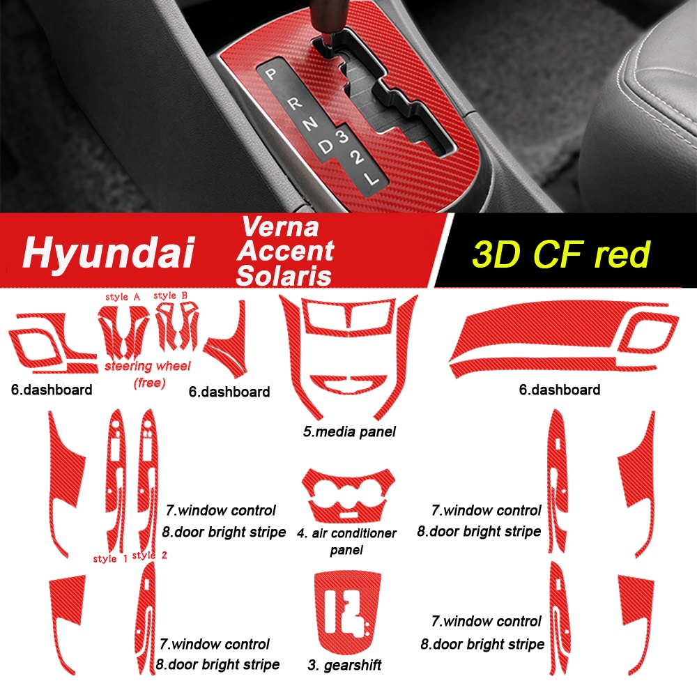 For Hyundai accent 2010-2018 Car-Styling 3D/5D Carbon Fiber Car ...