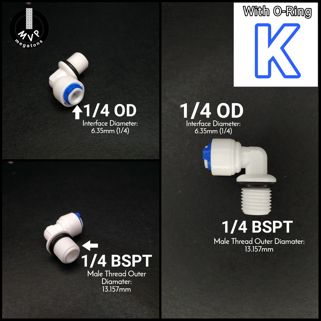 RO Fittings Elbow Male Adapter BSPT Quick Connect 1/4OD 3/8OD Reverse ...